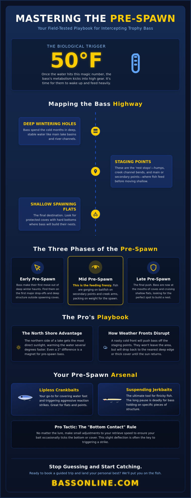 Pre-Spawn Bass Fishing Techniques: A Pro Guide’s 2026 Playbook